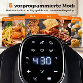 Costway Přenosná vzduchová fritéza 6-in-1 Fritování a pečení vzduchem 4 L a 1,7