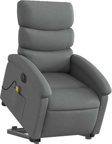 Elektrické zvedací masážní polohovací křeslo tmavě šedé textil 3204015