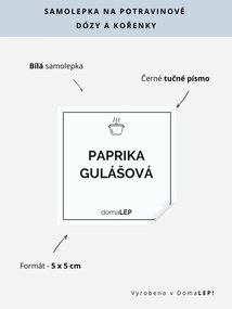Samolepka na kořenky PAPRIKA GULÁŠOVÁ bílá 5 × 5 cm tučné písmo