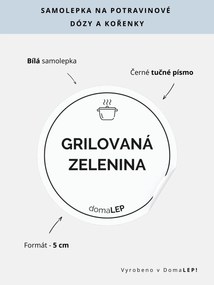 Samolepka na kořenky GRILOVANÁ ZELENINA bílá 5 cm tučné písmo