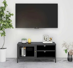 vidaXL TV stolek 90 x 30 x 44 cm ocel a sklo [336056] Barva: antracitová