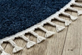 Dywany Łuszczów, Kusový koberec Berber 9000 navy kruh, 120x120 (průměr) kruh, modrá, obývací pokoj