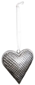 Šedé antik závěsné kovové srdce Herli - 10*2*10 cm