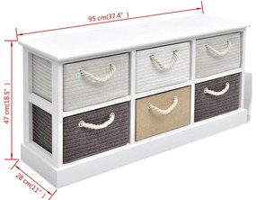 Úložná lavice se 6 zásuvkami, dřevěná - Default Title