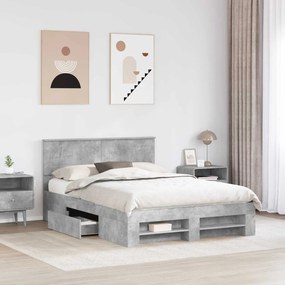 Rám postele s čelo Betonově šedá 160 x 200 cm Kompozitní dřevo 3408742
