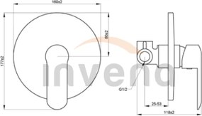 Invena Siros, podomítková 1-výstupová baterie (těleso+krytka), chromová, INV-BP-90-CO1-A