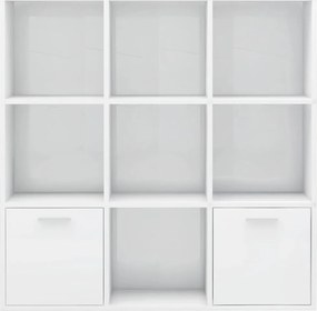 vidaXL Knihovna 98 x 30 x 98 cm dřevotříska [801122] Barva: bílá s vysokým leskem