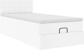 Osmanský rám postele s matrací čistě bílý 90x190 cm umělá kůže 3312128