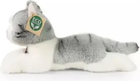 RAPPA Plyšová kočka ležící šedá 20 cm / ECO-FRIENDLY / od 0 let