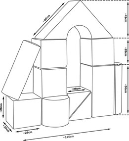 Pěnové kostky-obří stavebnice 11 ks pink-blue-yellow (pastel)