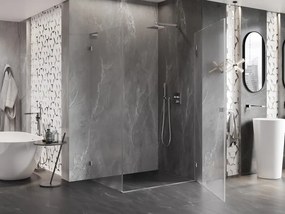 Mexen Lunar-B L výklopný sprchový kout pravý 90 x 80 cm, čiré sklo, broušená ocel, 832L-090-080-97-00-P