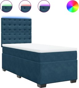 Box spring postel s matrací modrá 100 x 200 cm samet 3293150