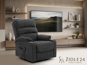 Elektrické polohovací TV křeslo VELMOND - šedá látka
