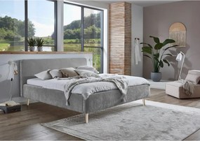 Šedá čalouněná dvoulůžková postel bez roštu 180x200 cm Mattis – Meise Möbel