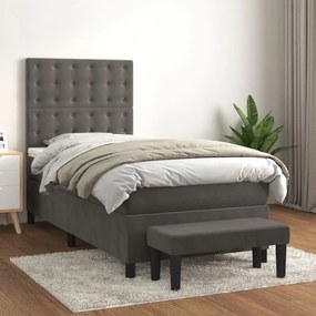 Box spring postel s matrací tmavě šedá 100x200 cm samet 3138068