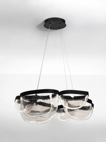 Matně černé ocelové LED stmívatelné závěsné svítidlo se skleněným stínidlem ø 83 cm Clair – Nova Luce