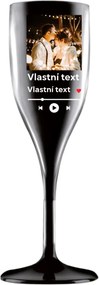 Personalizovaná nerozbitná prosecco sklenice s motivem přehrávače