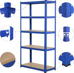 Zátěžový regál Yaheetech – Mod.3: 180 × 90 × 40 cm/875 kg modrá (264515749188)