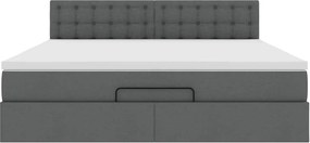 Osmanský rám postele s matrací tmavě šedá 160x200cm textil 3311637