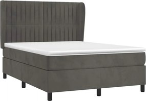 Box spring postel s matrací tmavě šedá 140x200 cm samet 3129334