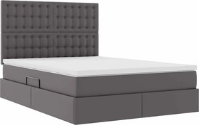 Postel s úložným prostorem s čelo Šedá 140 x 190 cm Umělá kůže 3371667
