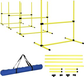 Agility set pro psy PawHut - 4 kusy vybavení pro agility se 4 nastavitelnými překážkami a taškou pro snadné přenášení a koordinaci tréninku | Aosom