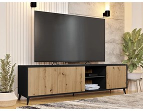 Moderní TV skříňka Oksawi 2K1D, Barva dřeva: dub artisan / černý