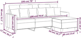 3místná pohovka s podnožkou hnědá 180 cm textil 3201092