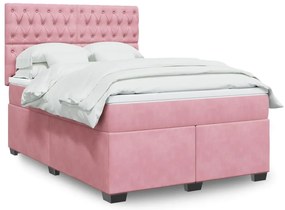 Box spring postel s matrací růžová 160x200 cm samet 3293265