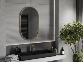 Mexen Loft, oválné koupelnové zrcadlo 90 x 55 cm, barva rámu zlatá lesklá, 9851-090-055-000-50
