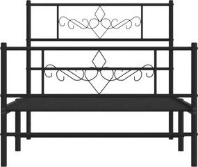 vidaXL Kovový rám postele s hlavovým a nožním čelem 100 x 190 cm [355279] Barva: Černá