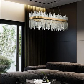 Toolight Toolight, LED křišťálové svítidlo 80x35 cm, APP1513-CP80, zlatá matná, OSW-03260