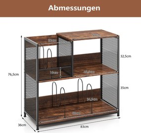 Costway Třípatrový stolek na gramofon až pro 300 desek, hnědý