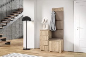 Eka Předsíňová stěna s čalouněnými panely Trinity 36 - Sonoma / Tmavá béžová 2305