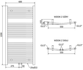 Mexen Ares, topné těleso 1200x600 mm, 490 W, chromová, W102-1200-600-00-01