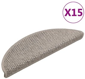 Samolepicí nášlapy na schody sisal 15 ks 56x17x3 cm stříbrné 326859