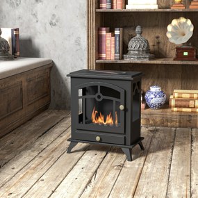 HOMCOM Volně stojící biokrb s hořákem z nerezové oceli o objemu 1,2 l, 3 hodiny doby hoření pro prostory 20-25 m², rozměry 45x28x54 cm, černý | Aosom