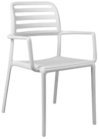 Nardi Bílá plastová zahradní židle Costa s područkami