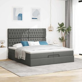 Osmanský rám postele s matrací tmavě šedý 200x200cm textil 3313266
