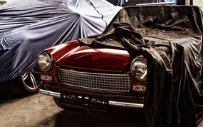 Vícedílný obraz Italské Retro Auto Potažené Látkou Nedostatek Nedostatek Plátno Canvas 240x150
