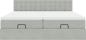 Osmanský rám postele s matracíes světle šedá 200x200cm samet 3312116