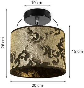Nástěnné svítidlo WERONA 1, 1x černé/zlaté textilní stínítko se vzorem, (možnost polohování)