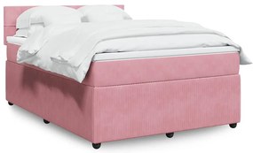 Box spring postel s matrací růžová 160x200 cm samet 3287787