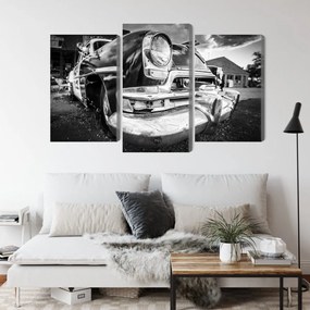 Vícedílný obraz Černobílé Americké Retro Auto Nedostatek Nedostatek Plátno Canvas 120x80