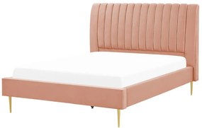 Sametová postel 140 x 200 cm broskvová/růžová MARVILLE Beliani
