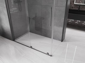 Mexen Velar, sprchový kout s posuvnými dveřmi 150(dveře) x 75(stěna) cm, 8mm čiré sklo, grafitová matná, 871-150-075-01-66