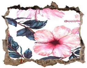 Wallmuralia Nálepka 3D díra na zeď Květy ibišku 95x64 cm