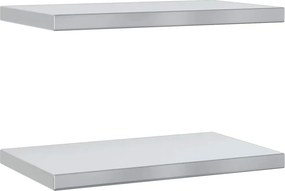 Nástěnné police 2 ks 50 x 30 cm stříbrné nerezová ocel 30285