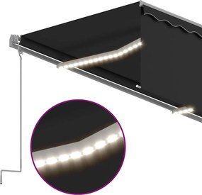 Ručně zatahovací markýza s roletou a LED 5 x 3 m antracitová 3069464