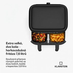 Klarstein VitaFry Duo Skylight, horkovzdušná fritéza, 7,6 l, 2 varné zóny, 6 programů